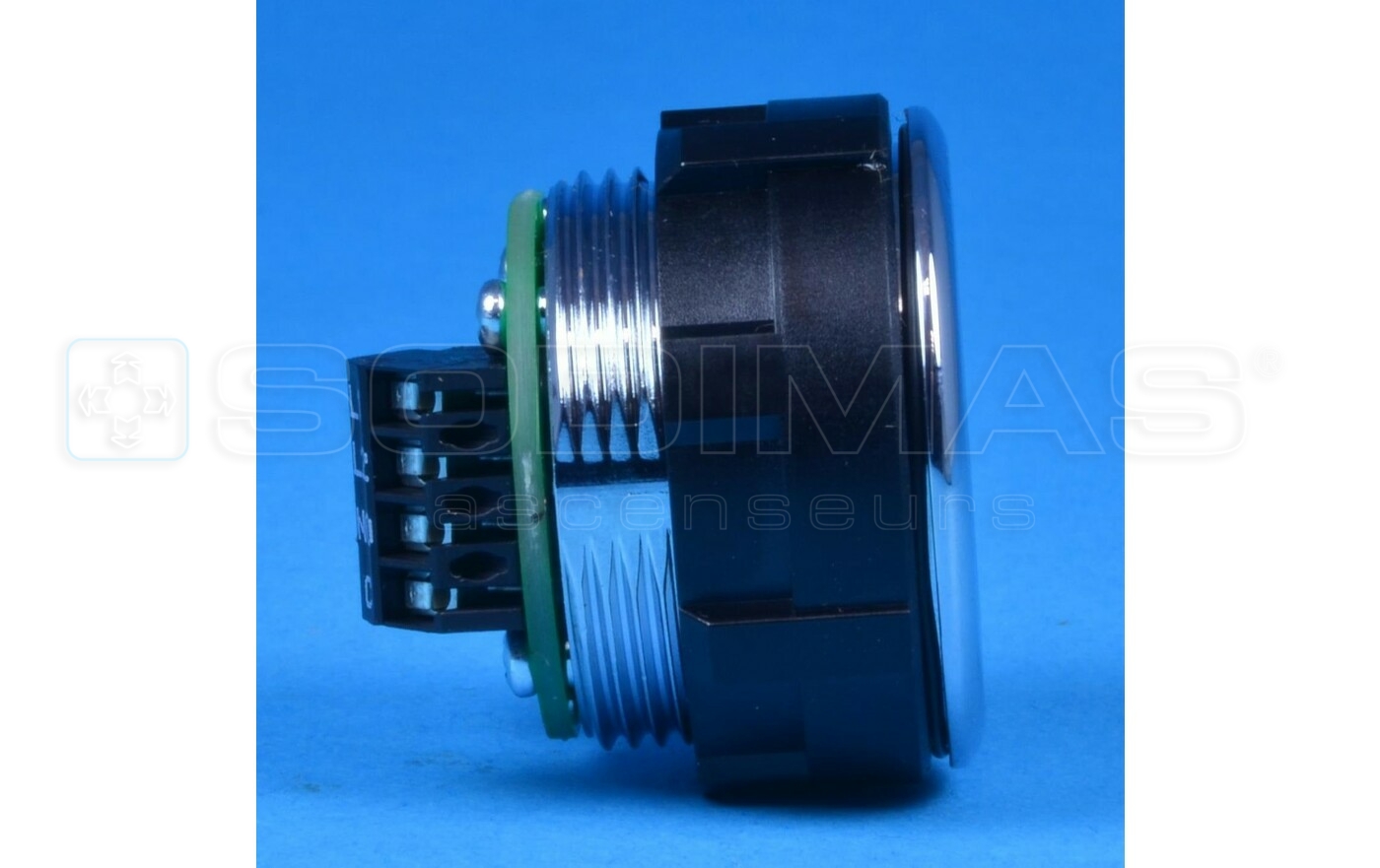 Bouton VB42 gravé -2 led bleue 1 CONTACT NO / 1 CONTACT NC