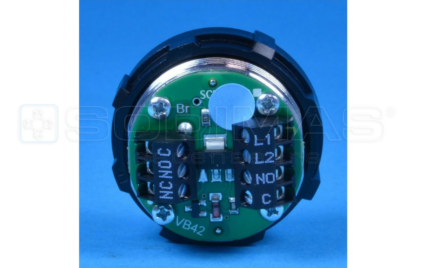 Bouton VB42 gravé -2 led bleue 1 CONTACT NO / 1 CONTACT NC